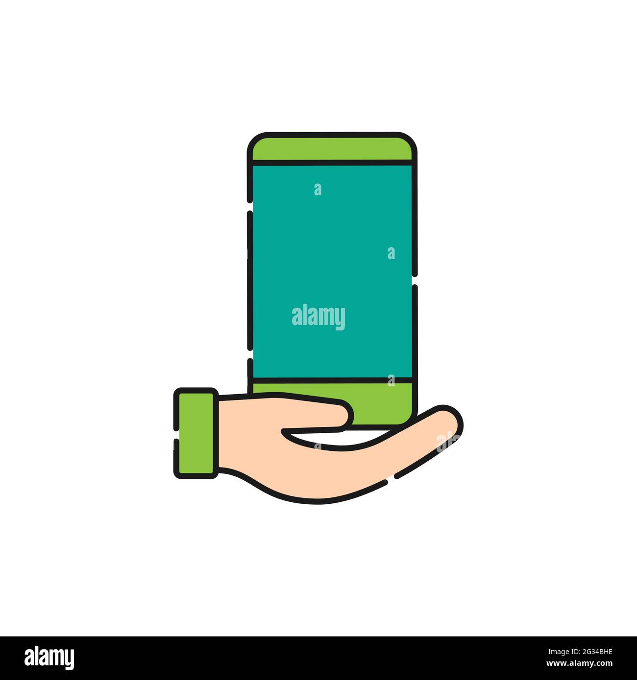 Mobile Phone with Hand icon Vector Design. Smartphone icon with Hand ...