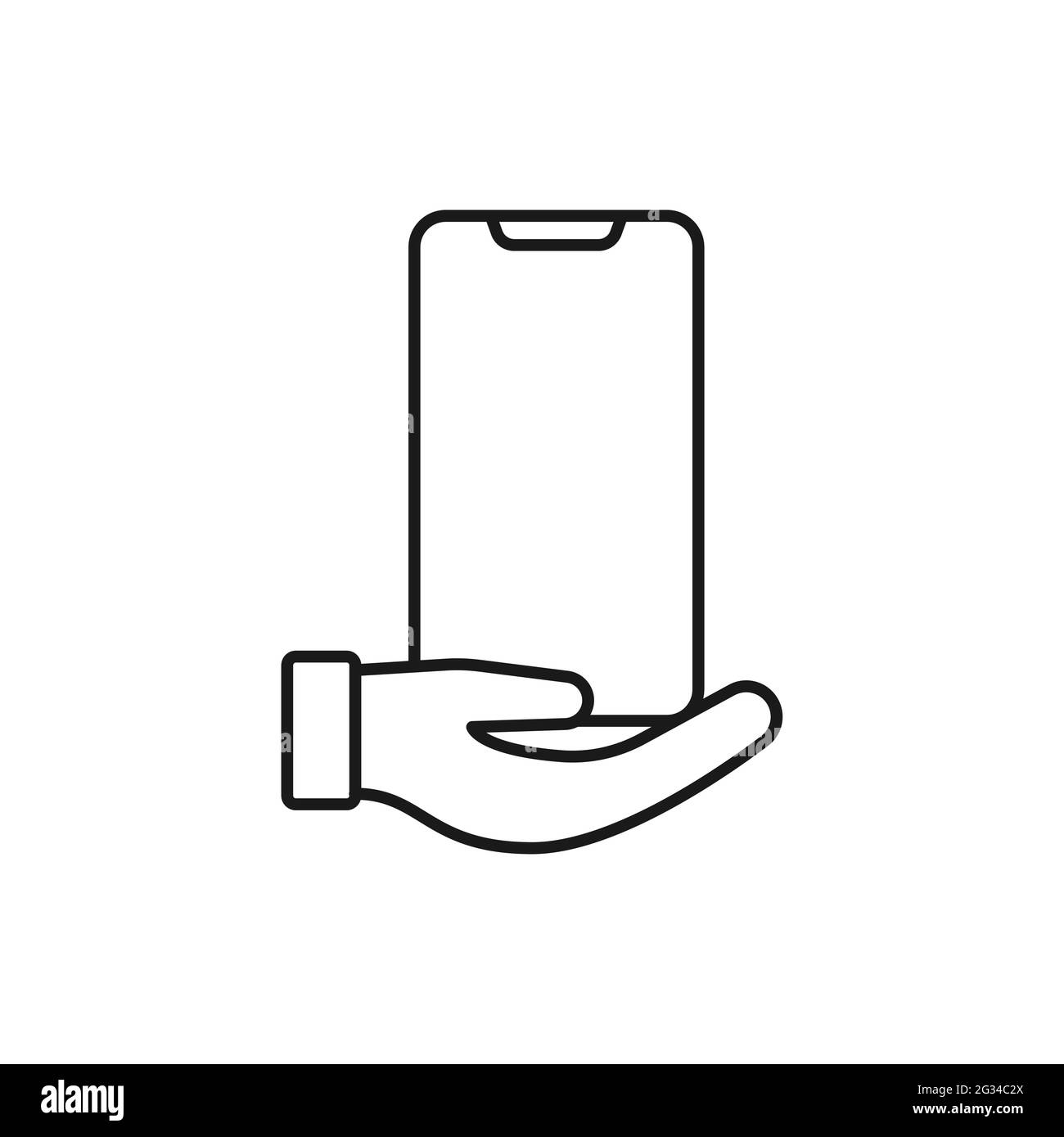 Mobile Phone with Hand icon Vector Design. Smartphone icon with Hand ...