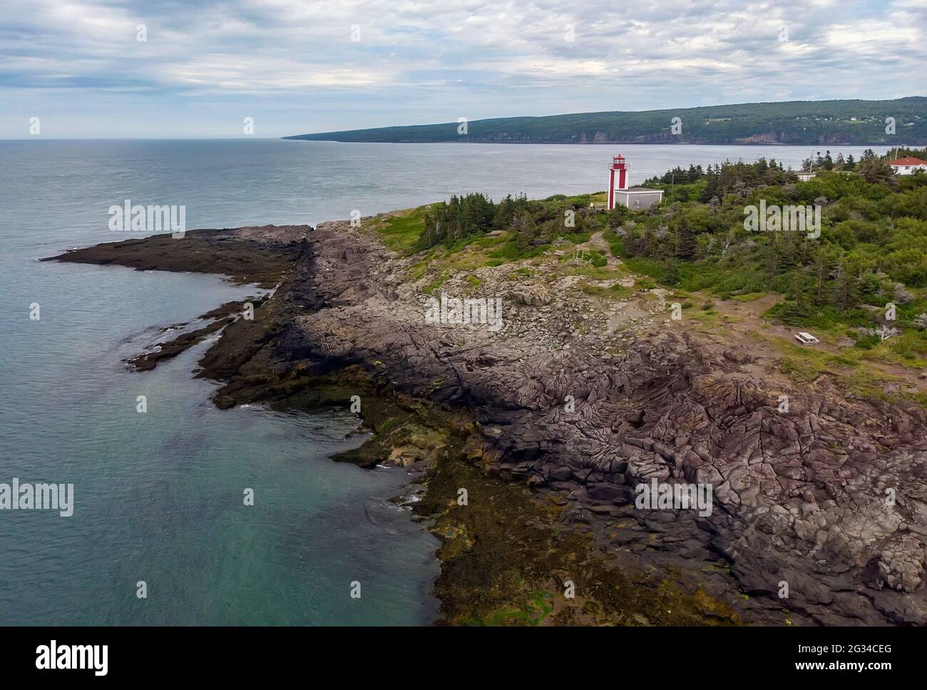 Aerial view of Point Prim Lighthouse, near Digby, Nova Scotia Stock ...