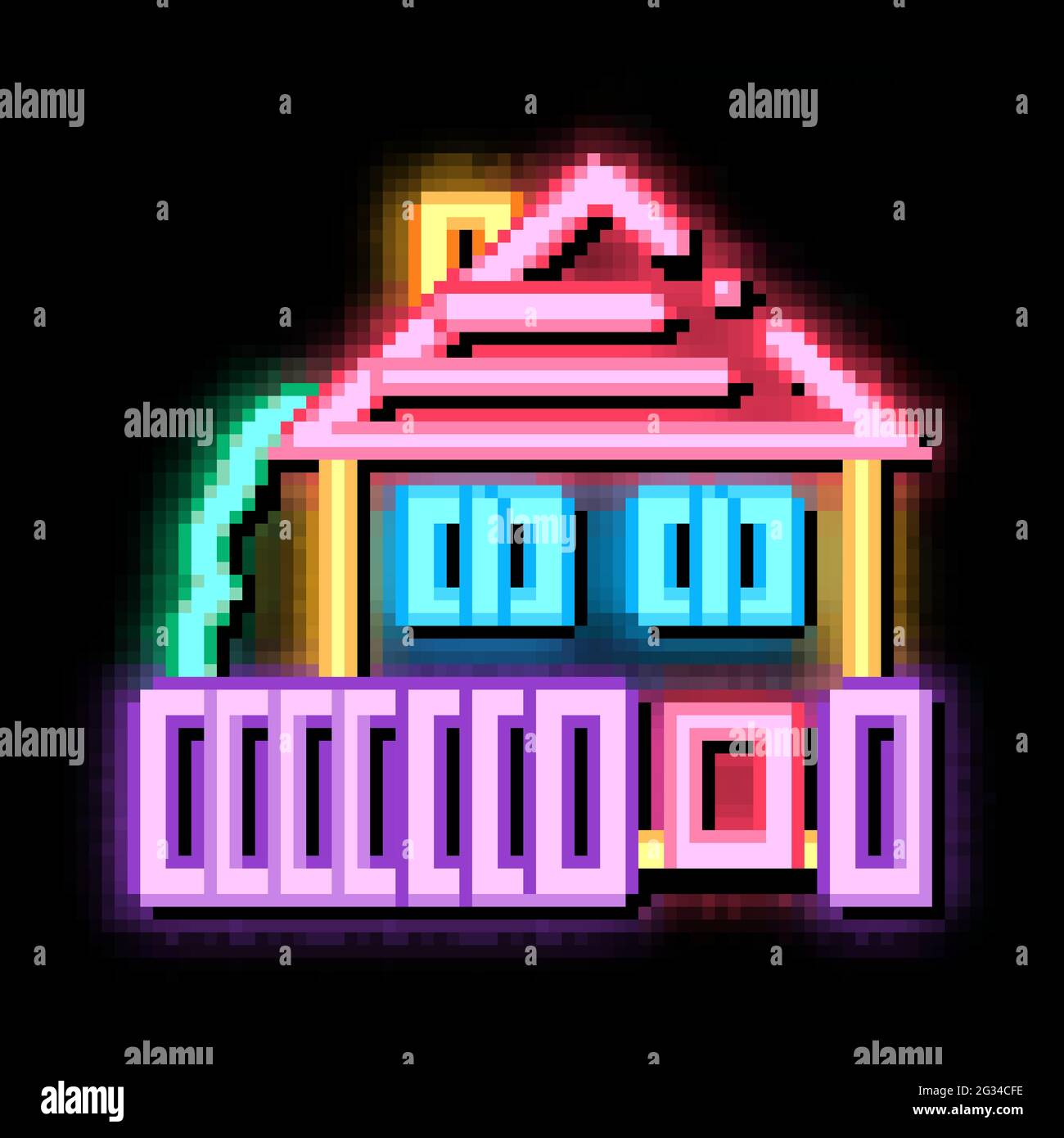 house real estate neon glow icon illustration Stock Vector Image & Art ...