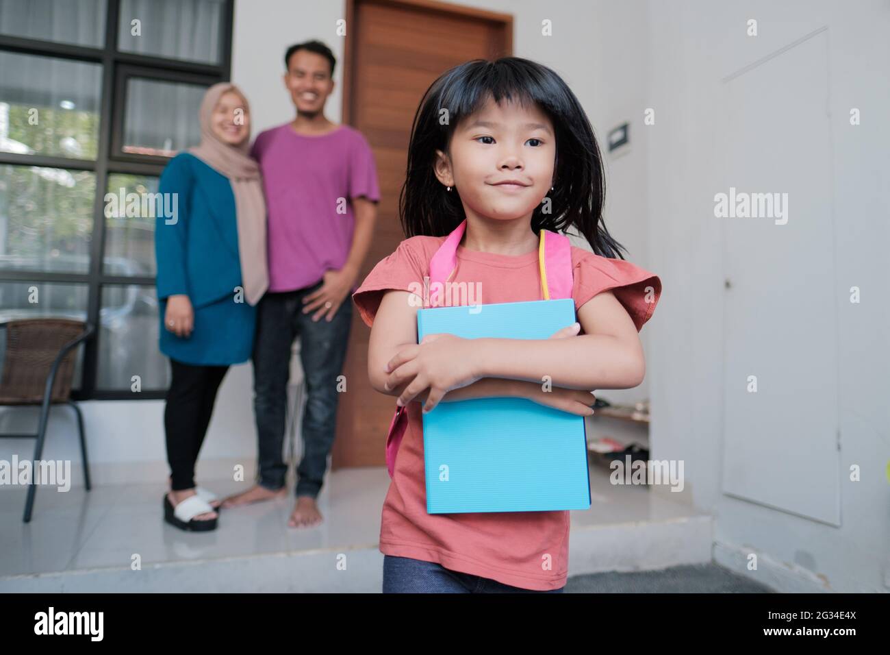 beautiful asian primary student going to school in the morning Stock ...