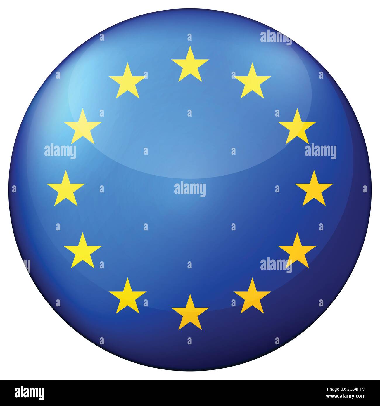 Glass light ball with European Union flag. Round sphere, template icon ...