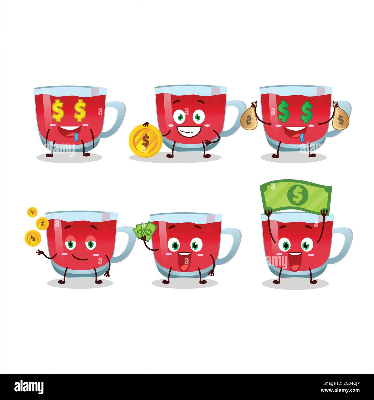 Rooibos tea cartoon character with cute emoticon bring money. Vector ...