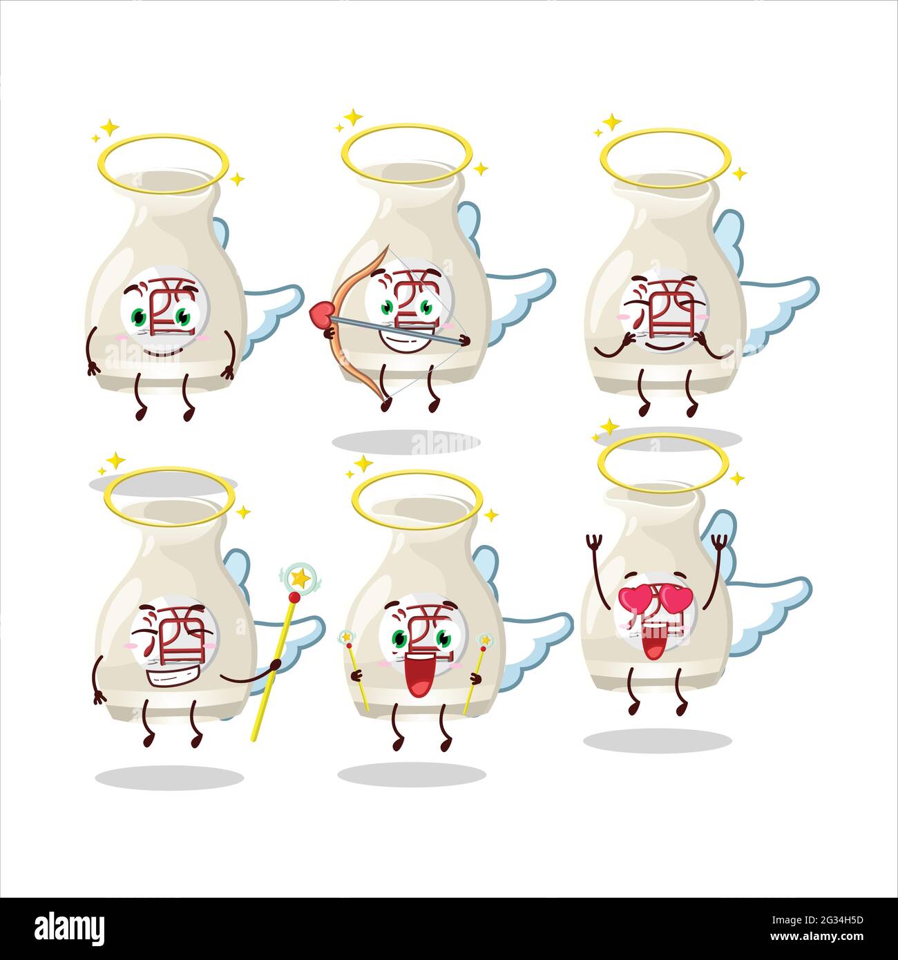 Sake drink cartoon designs as a cute angel character. Vector ...
