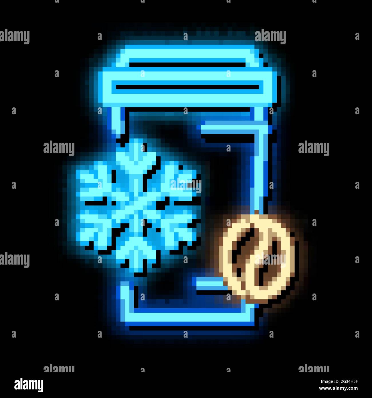 cold coffee cup neon glow icon illustration Stock Vector Image & Art ...