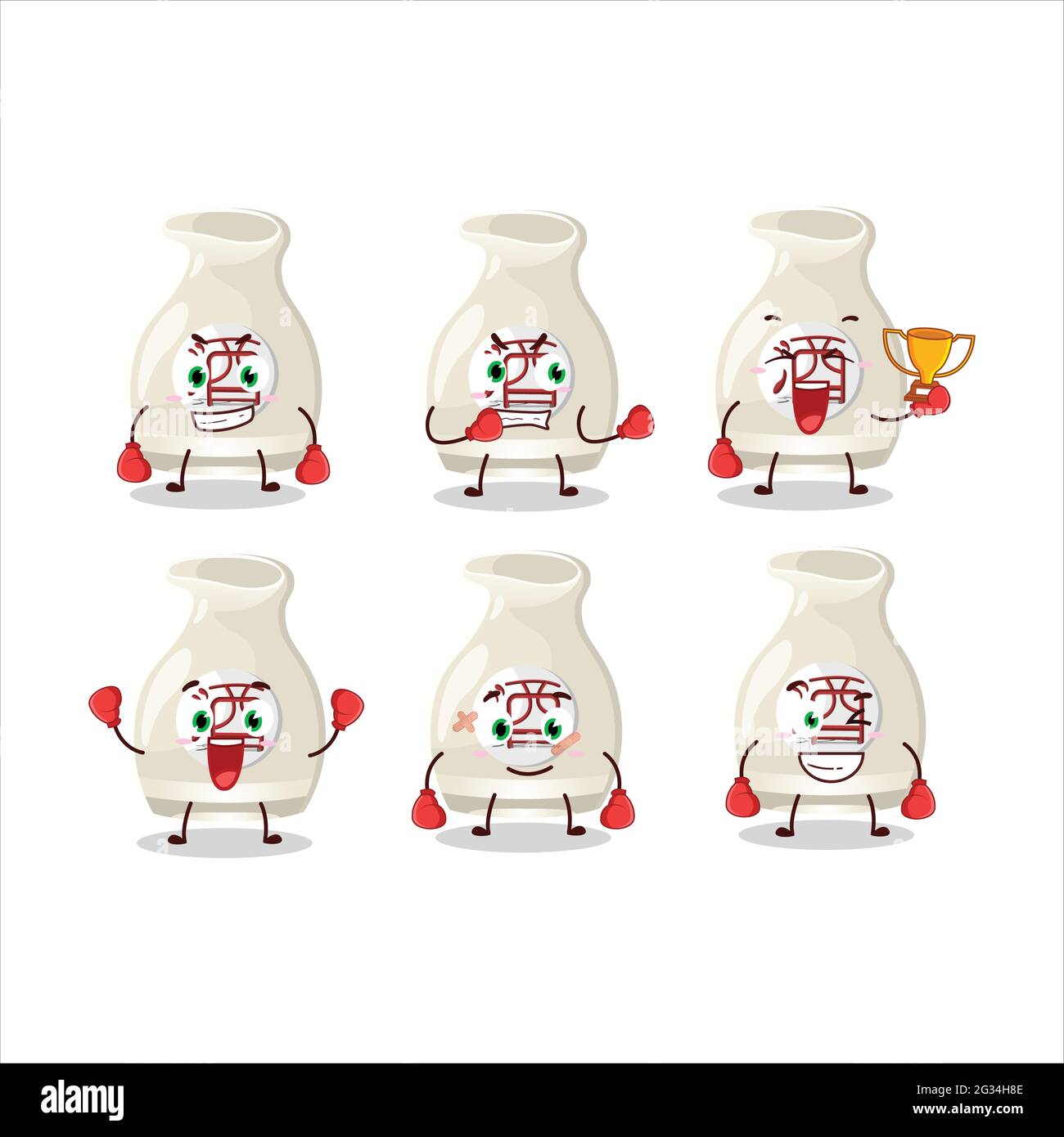 A sporty sake drink boxing athlete cartoon mascot design. Vector ...