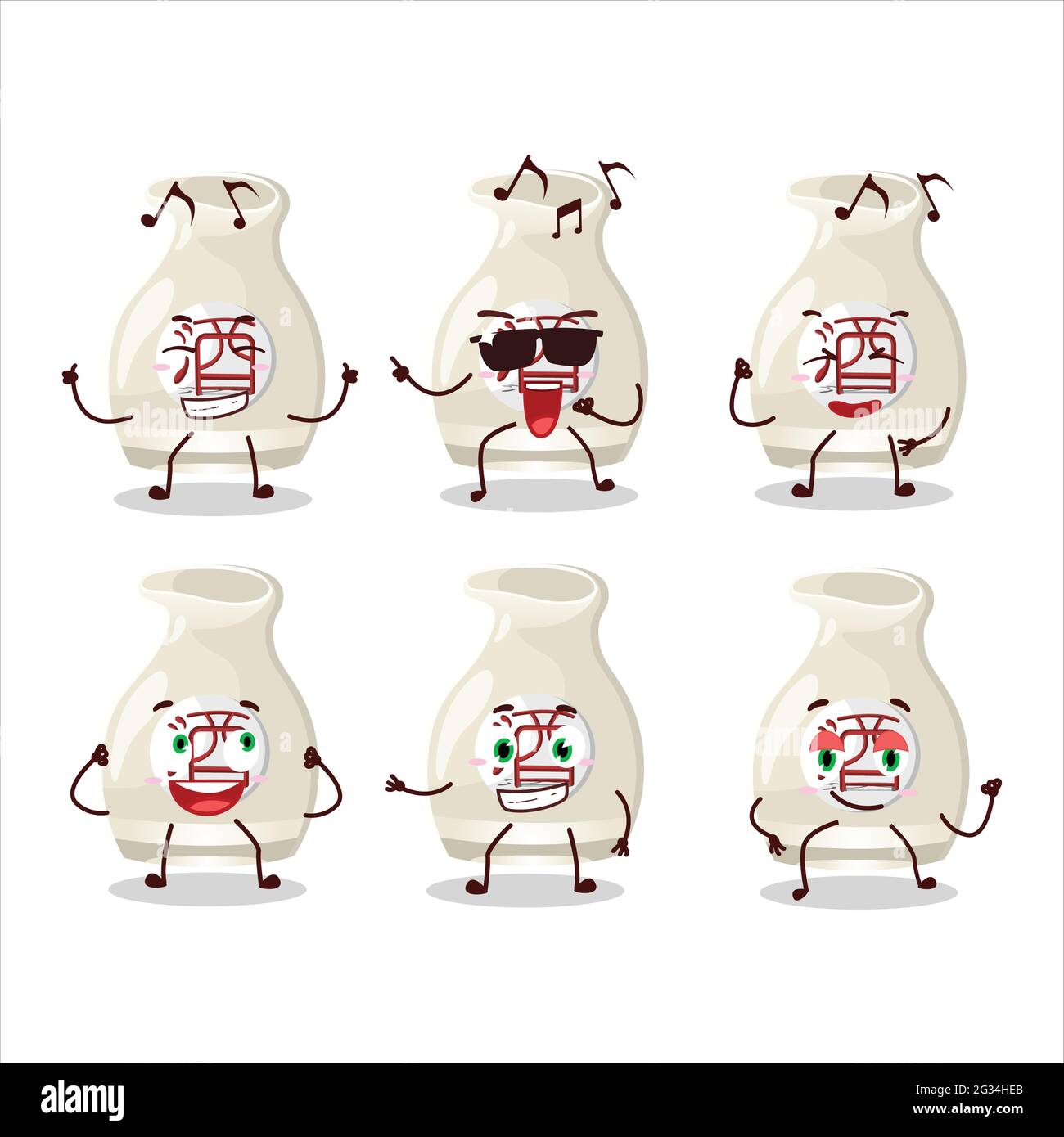 An image of sake drink dancer cartoon character enjoying the music ...