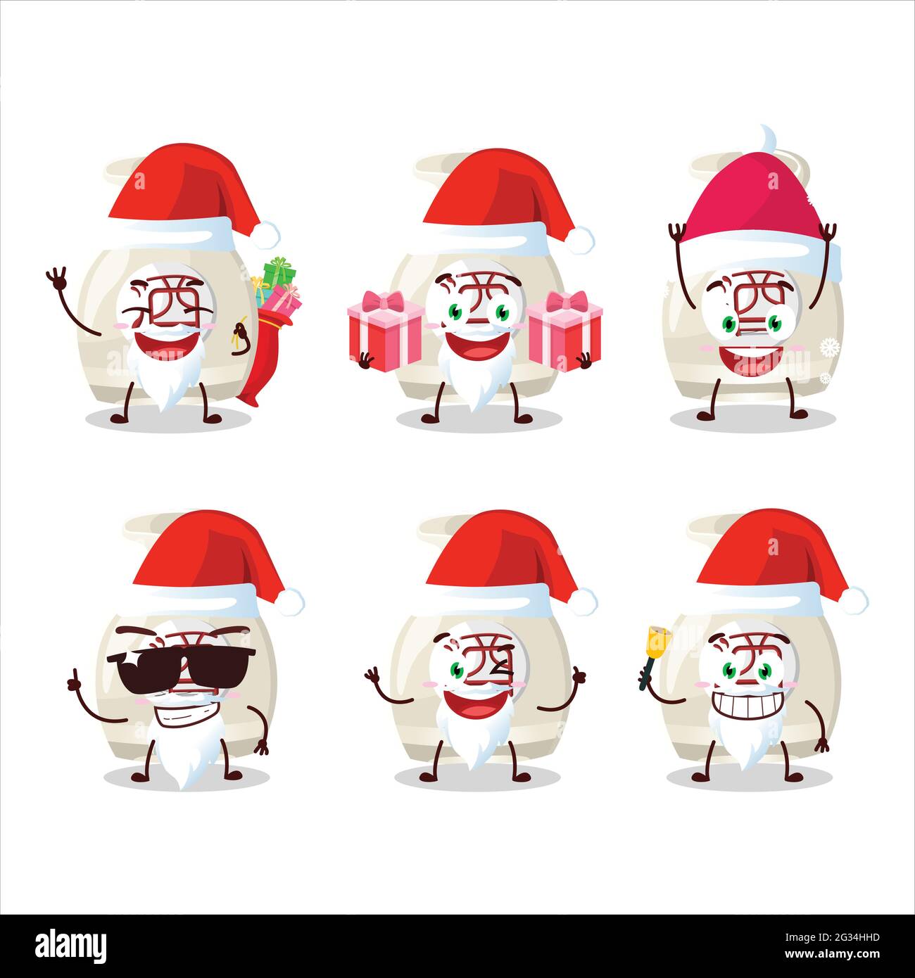 Santa Claus emoticons with sake drink cartoon character. Vector ...