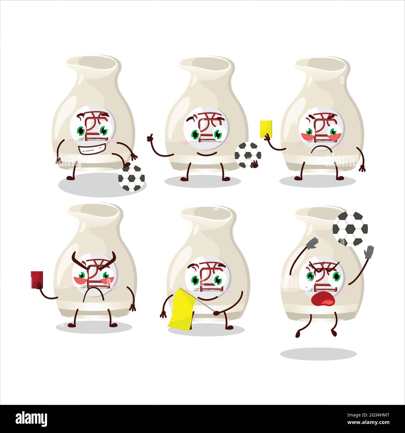 Sake drink cartoon character working as a Football referee. Vector ...