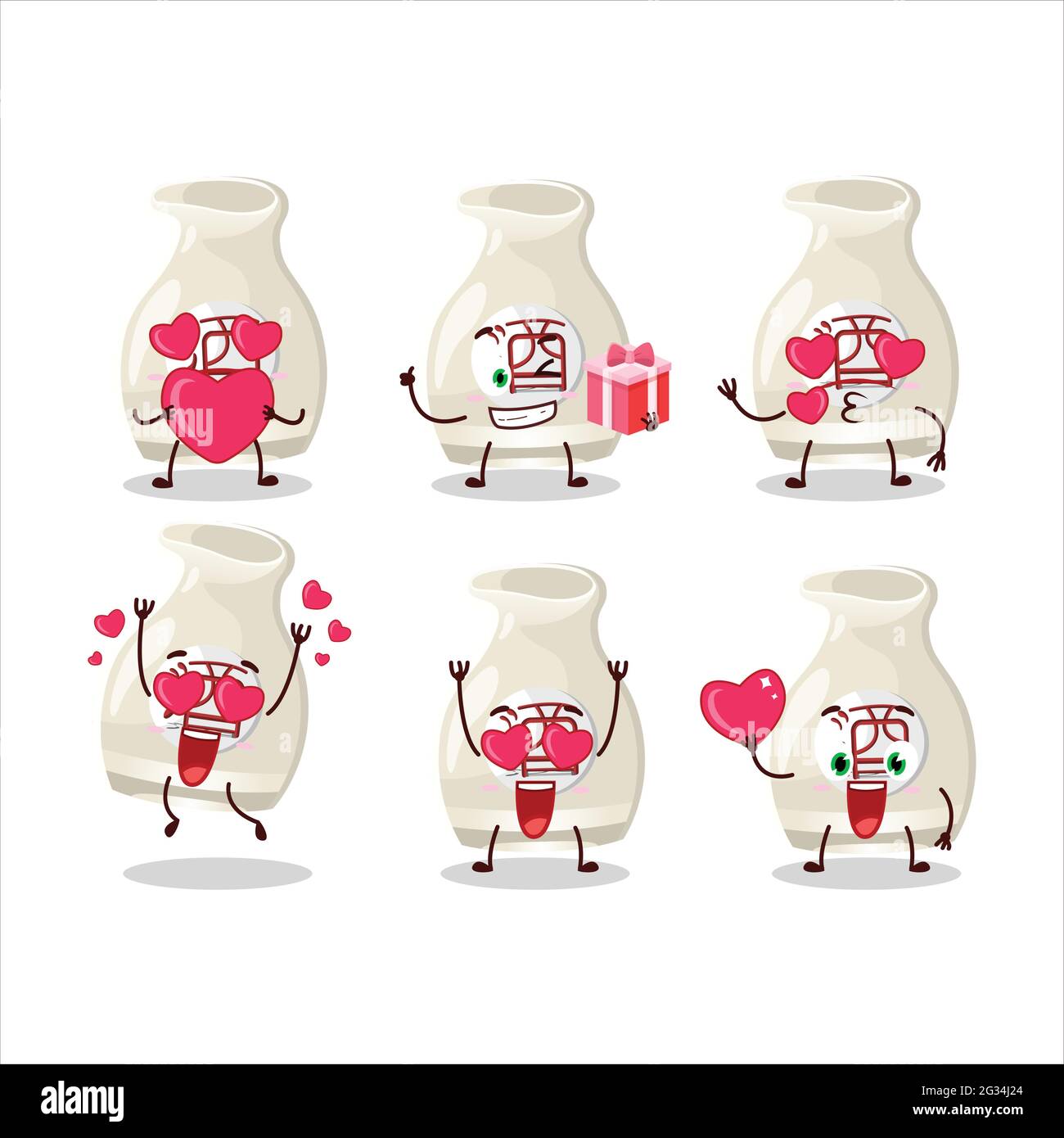 Sake drink cartoon character with love cute emoticon. Vector ...