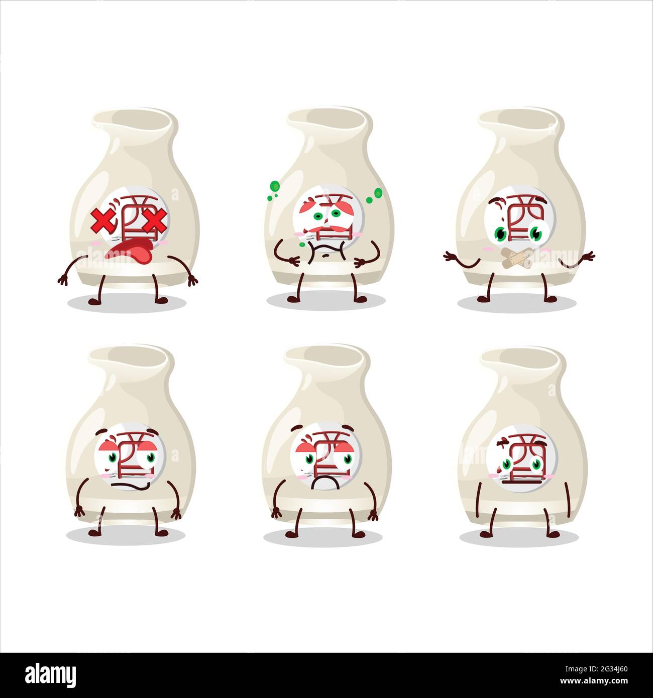 Sake drink cartoon character with nope expression. Vector illustration ...