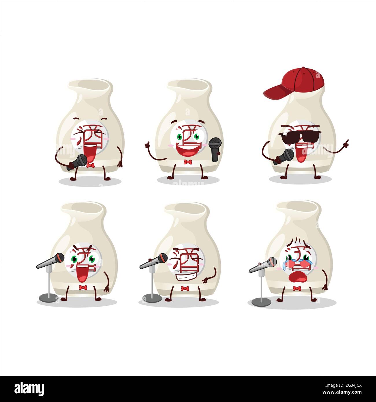 A Cute Cartoon design concept of sake drink singing a famous song ...