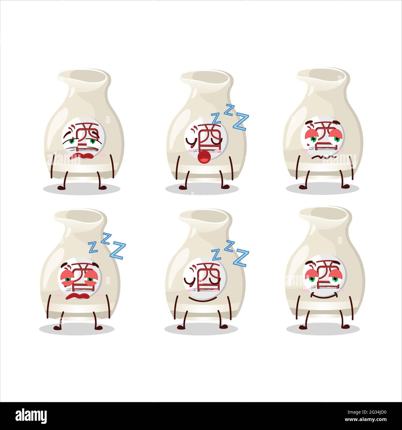 Cartoon character of sake drink with sleepy expression. Vector ...