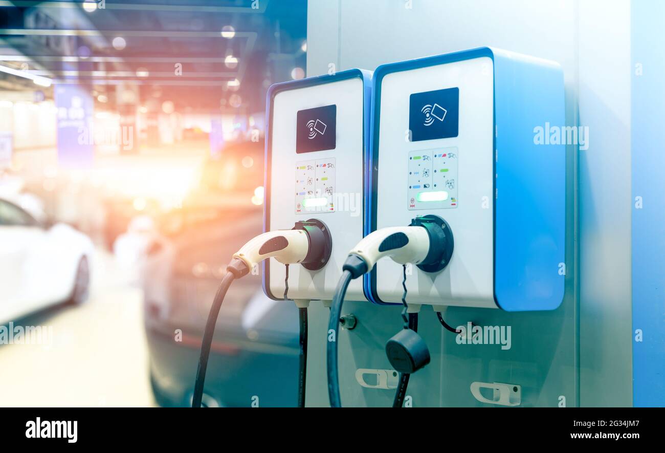 Electric car charging station for charge EV battery. Plug for vehicle ...