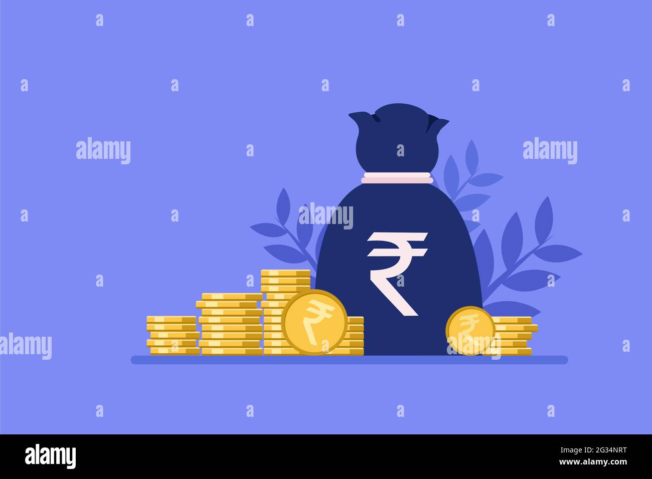 Indian rupee coins money bag icon hi-res stock photography and images ...