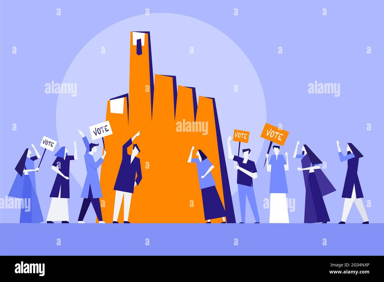 Conceptual illustration of political parties campaigning for vote in ...