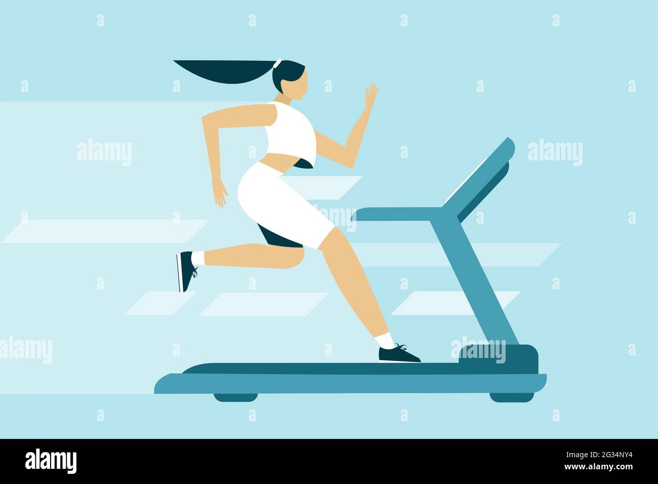 Woman running on the treadmill. Concept illustration for healthy ...