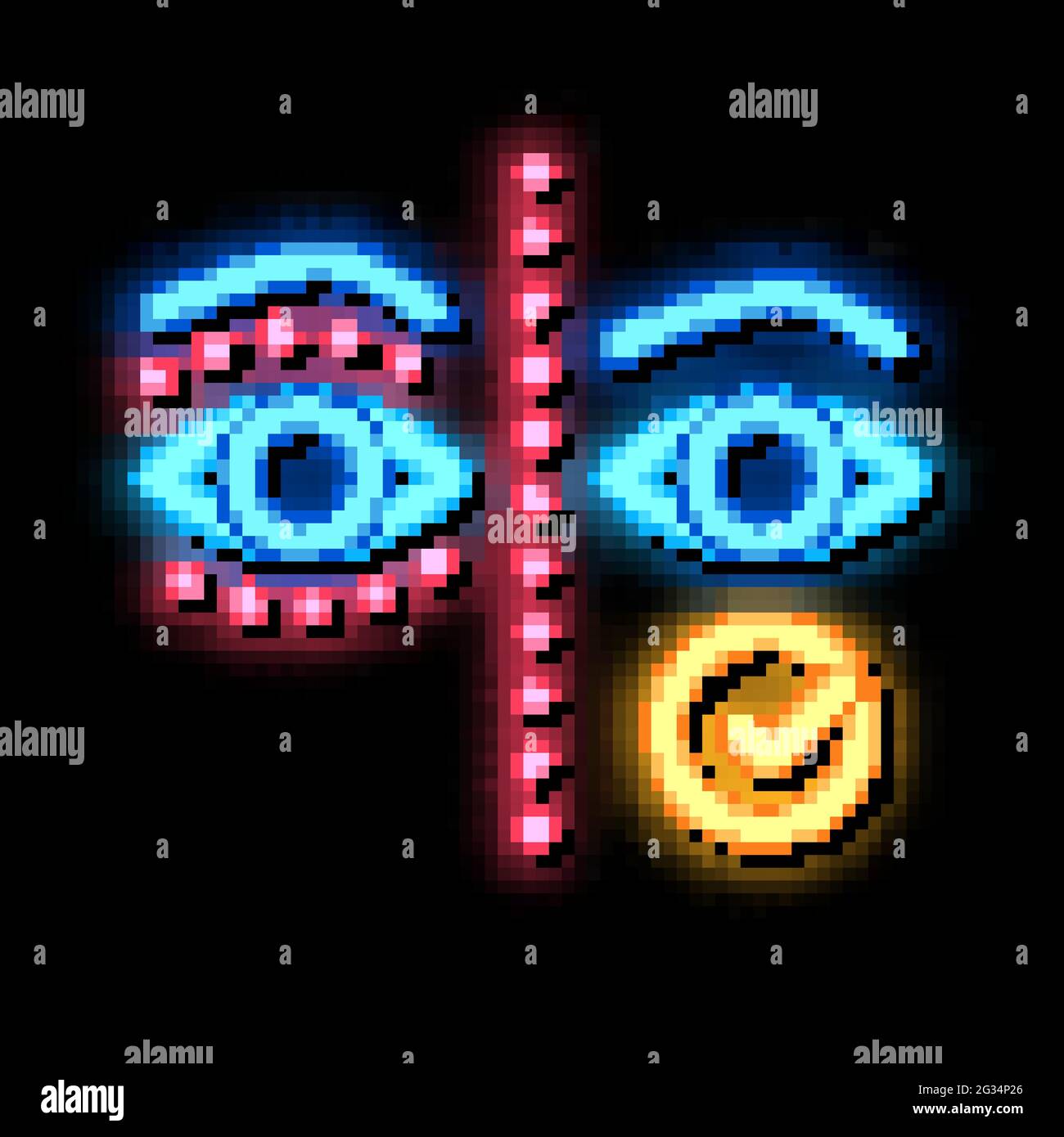 eyelid surgery before and after neon glow icon illustration Stock ...