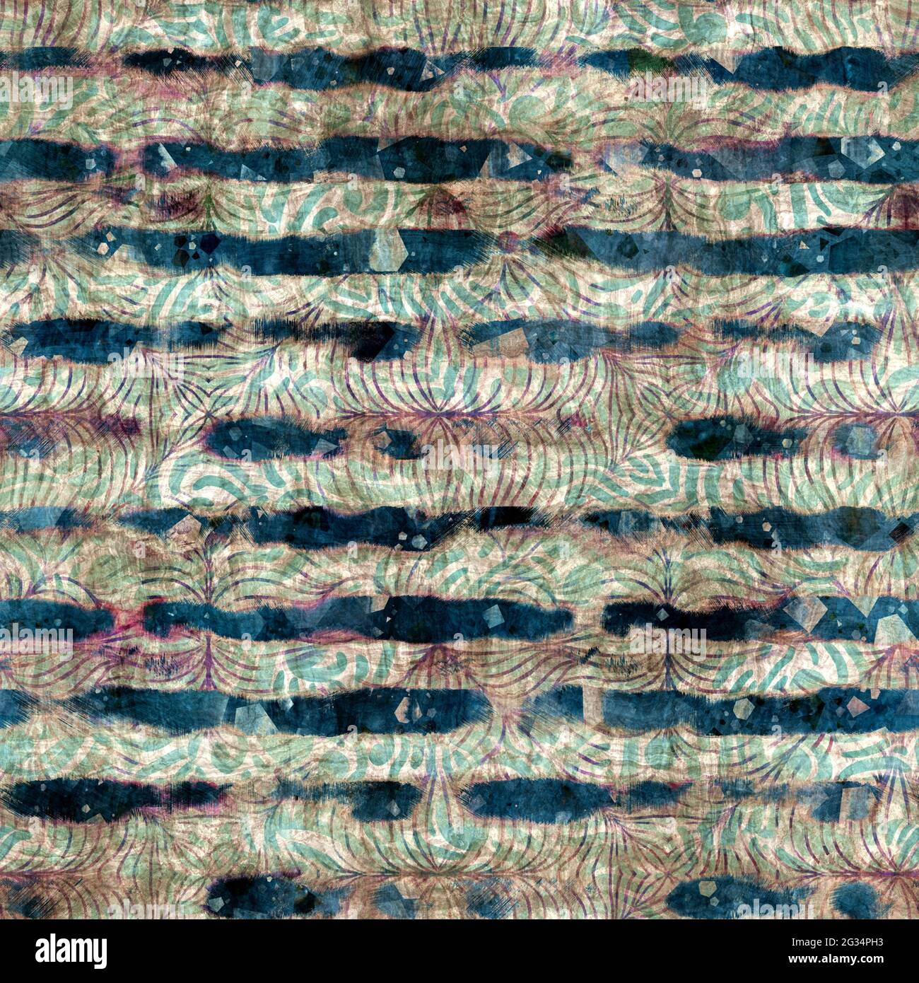 Seamless elegant mixed media pattern in navy, blue, pink, and cream ...