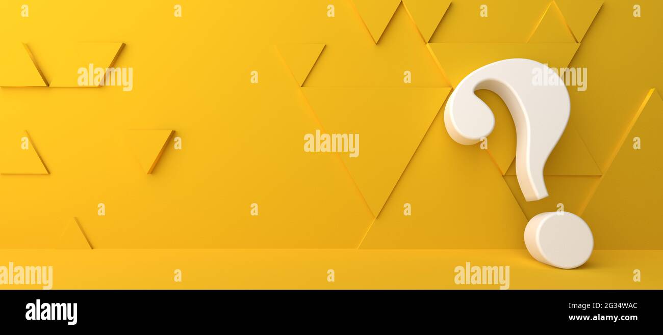 Fine 3d concept with a white question mark icon in a modern yellow ...