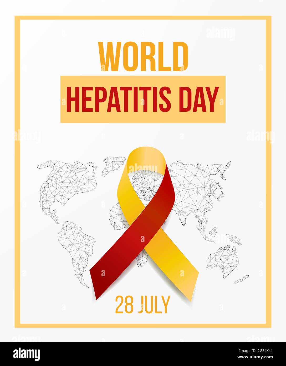 World hepatitis day concept. Banner template with red and yellow ribbon ...