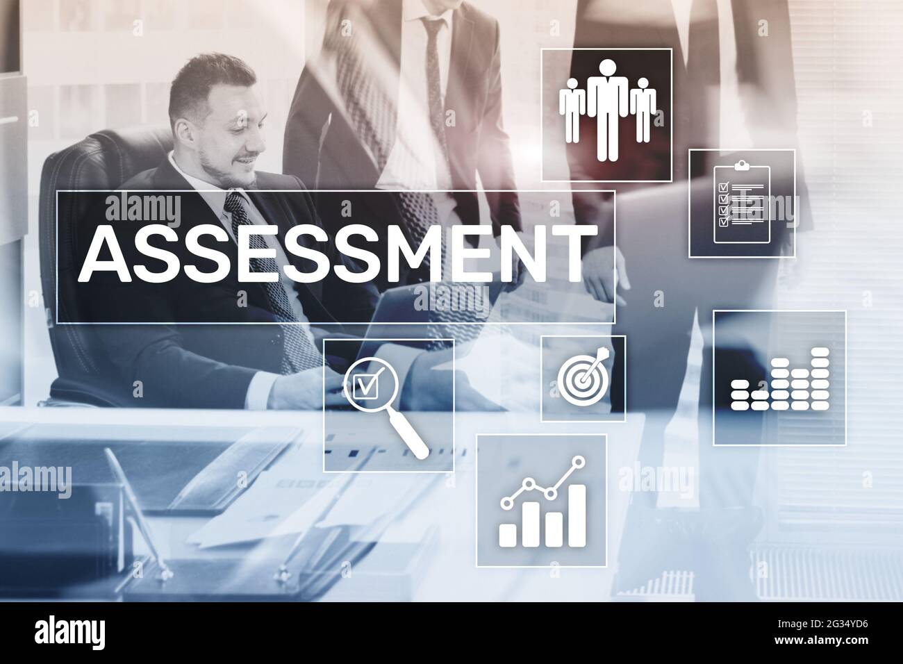 Assessment Analysis Analytics Technology concept on Business Background ...