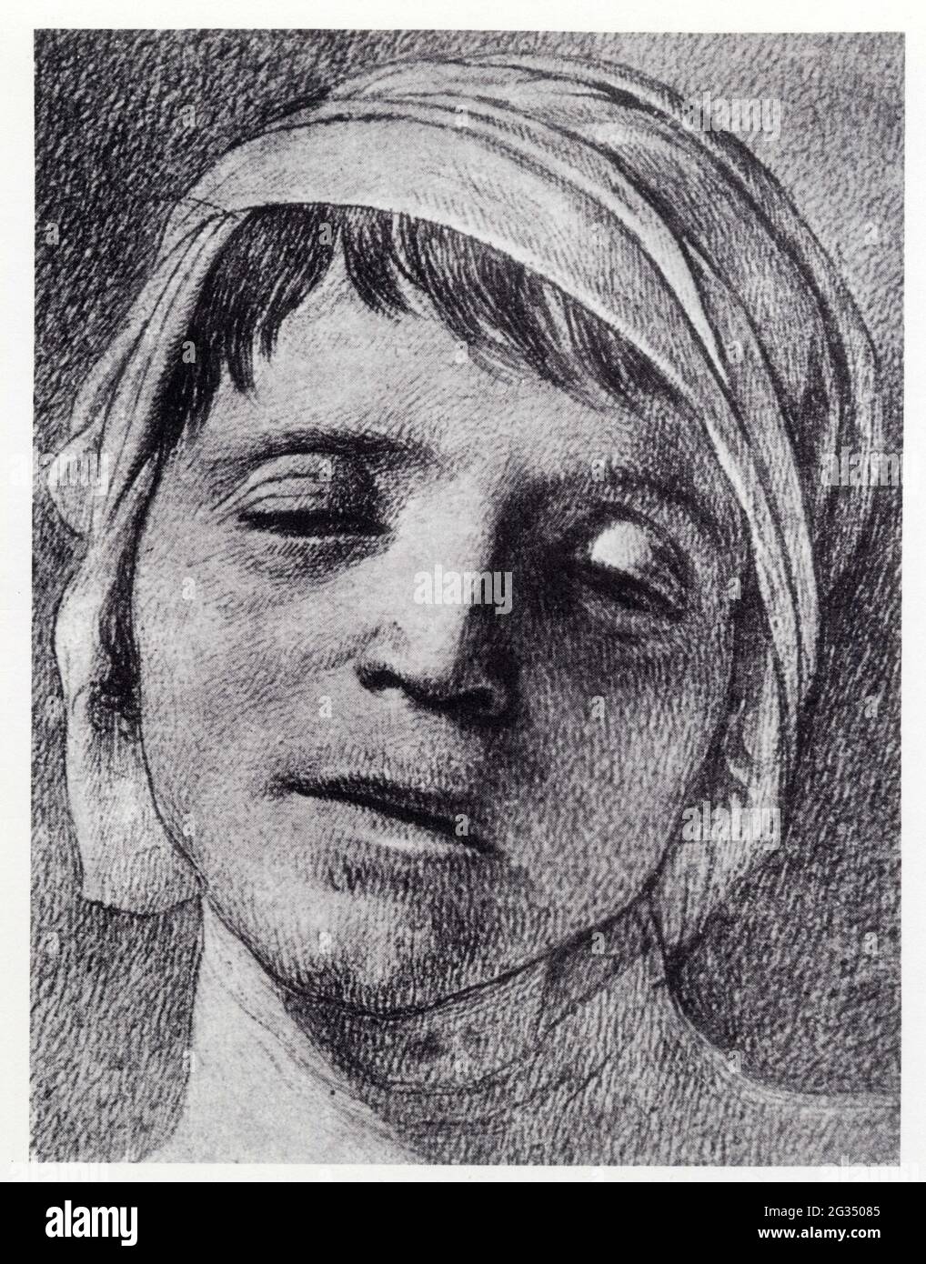 Jacques Louis David. Tête de Marat assassiné le 13 juillet 1783. Plume ...
