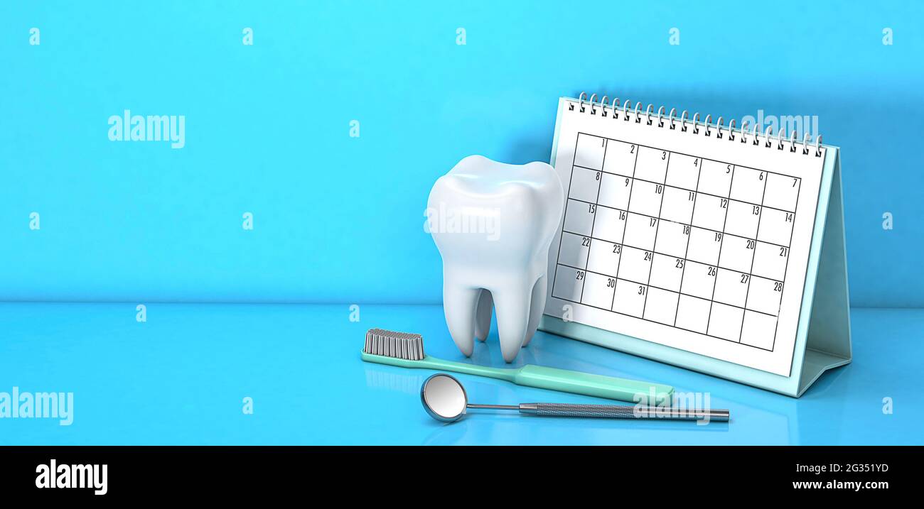 Reminder calendar for visiting the dentist. Dental appointment, check ...