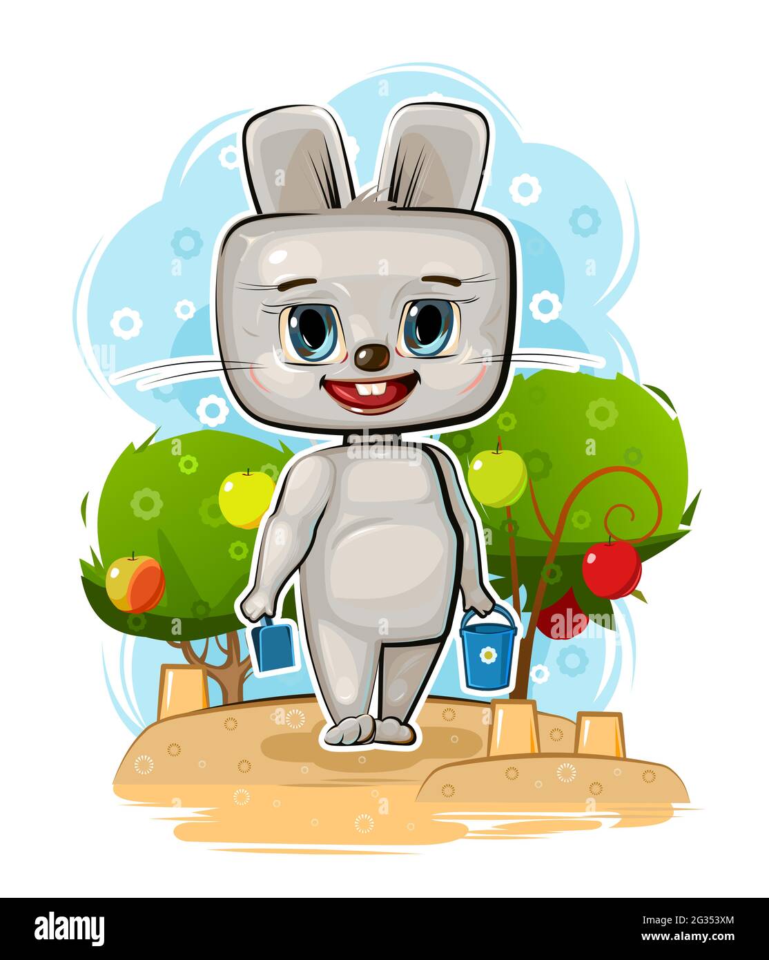 Little hare. Cartoon style. Young cub. Vector. Cute baby Stock Vector ...