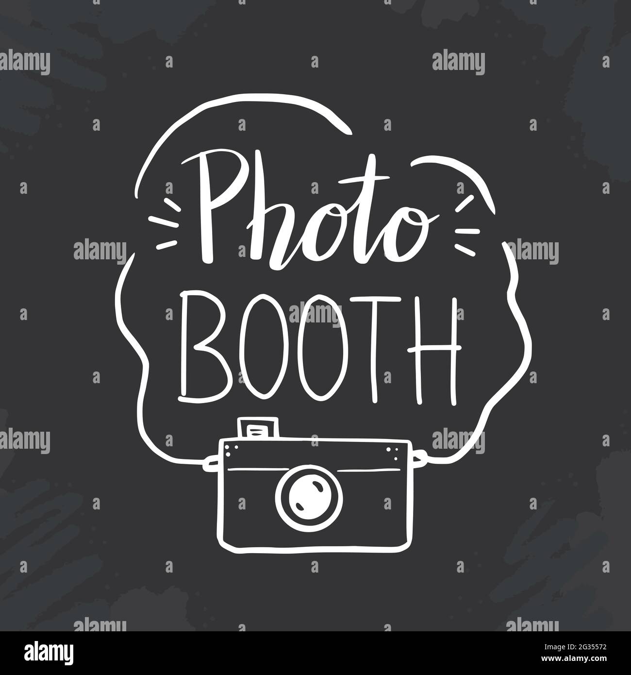 Photo booth hand drawn lettering quote with old photo camera. Vector ...