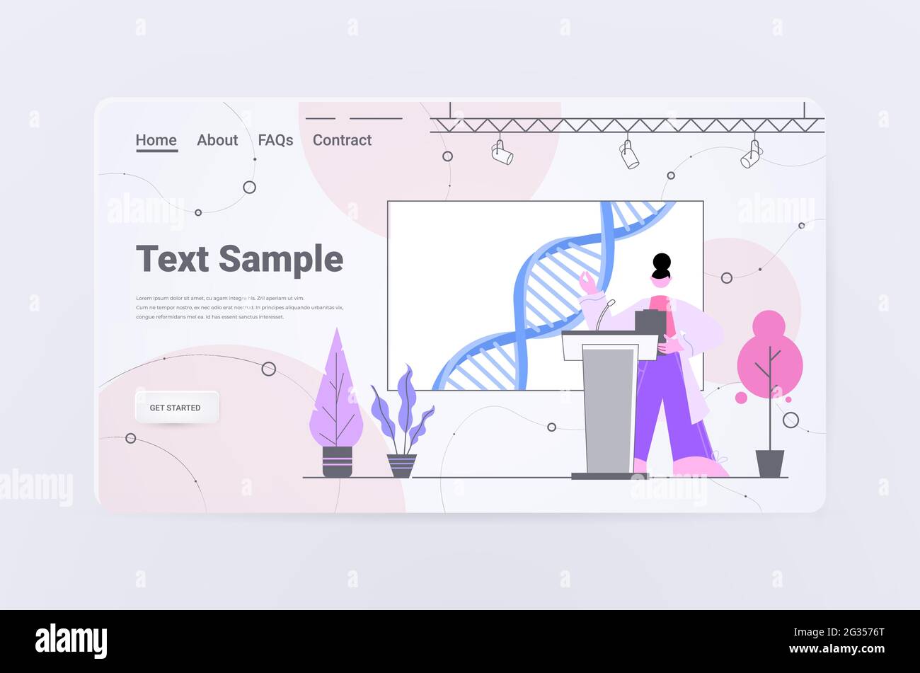 female scientist giving speech from tribune DNA testing genetic ...