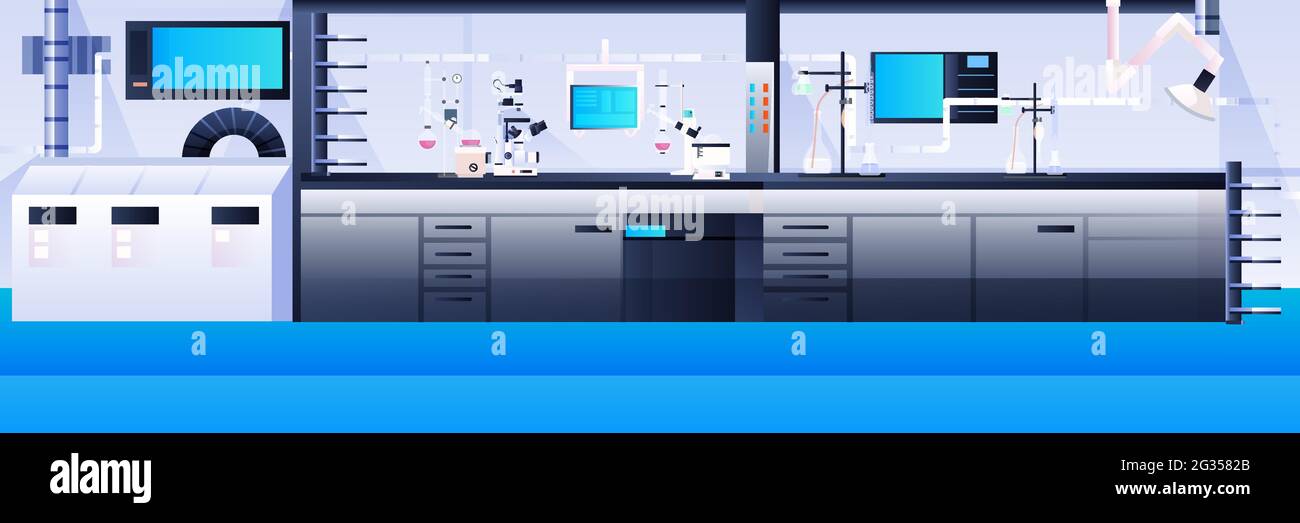 empty no people chemical research laboratory with different equipment ...