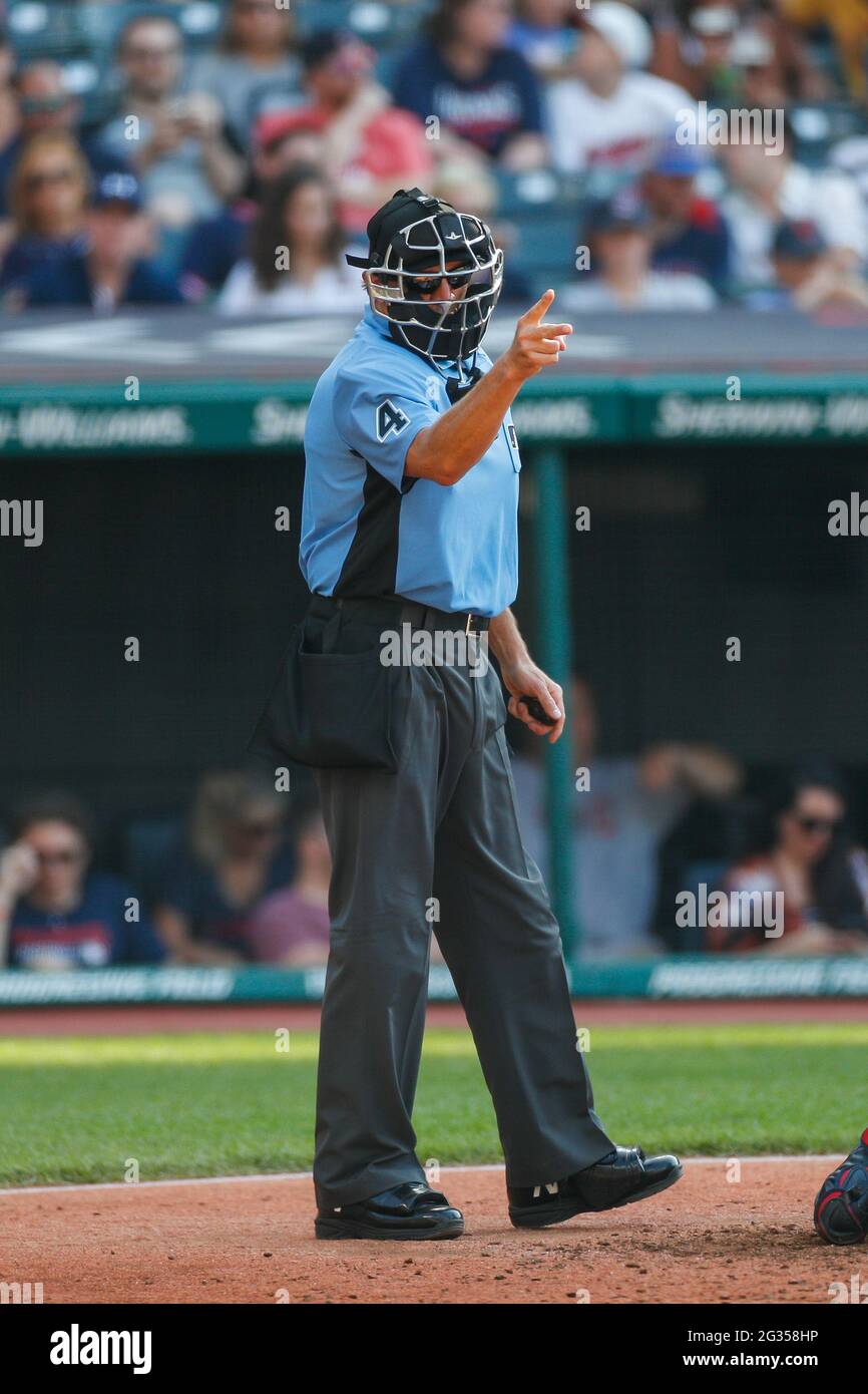 Cleveland, United States. 12th June, 2021. MLB home plate umpire Chad ...
