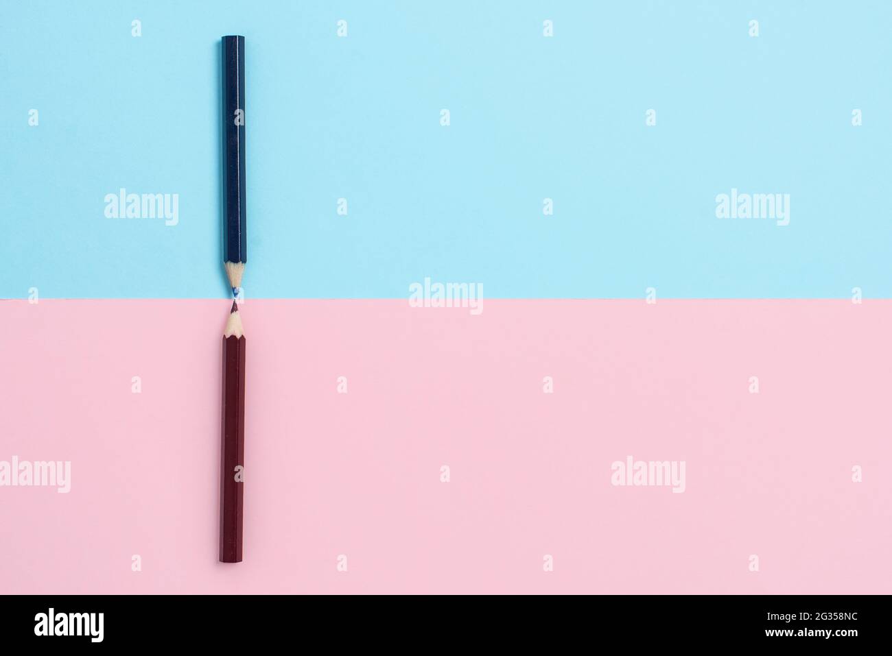 Comparison of Two Objects Blocks Pencils Sticker Notes Facing Inward ...