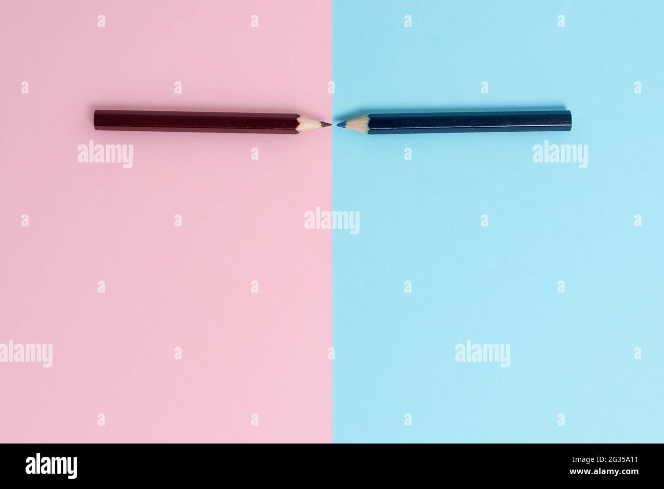 Comparison of Two Objects Blocks Pencils Sticker Notes Facing Inward ...