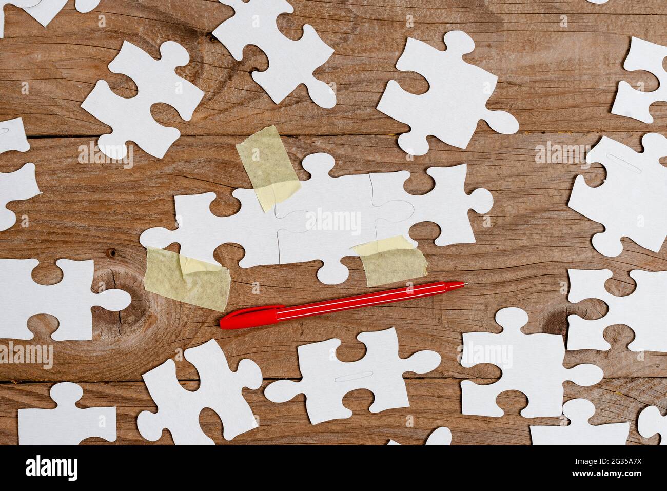 Close-Up White Jigsaw Pattern Puzzle Pieces To Be Connected With ...