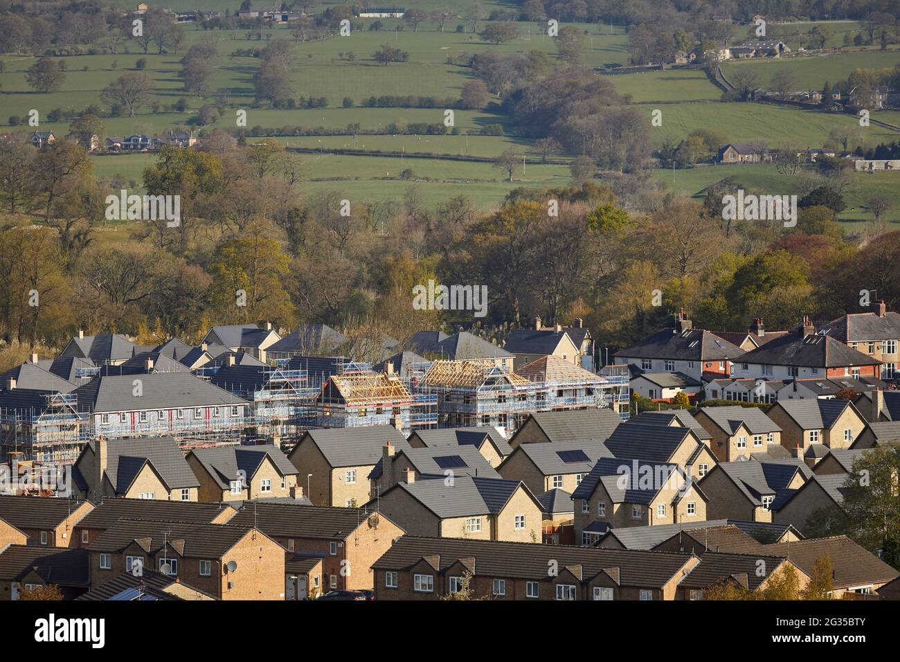 Clitheroe new build housing estate development on the boundary of the ...
