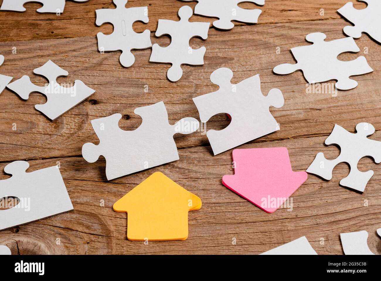 Close-Up White Jigsaw Pattern Puzzle Pieces To Be Connected With ...