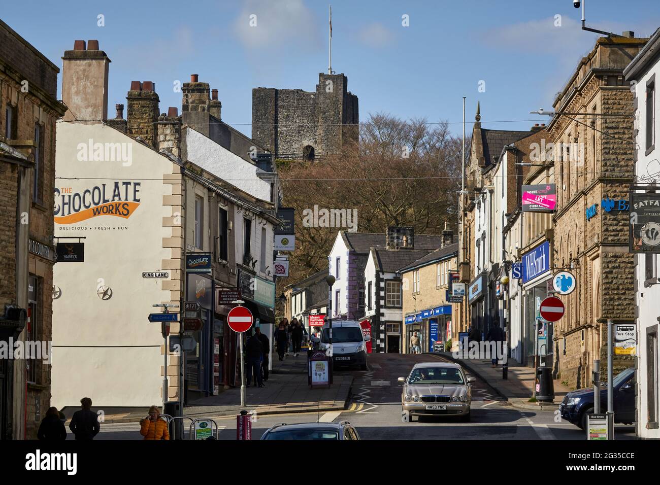 Clitheroe town centre Castle Street Ribble Valley in Lancashire Stock ...