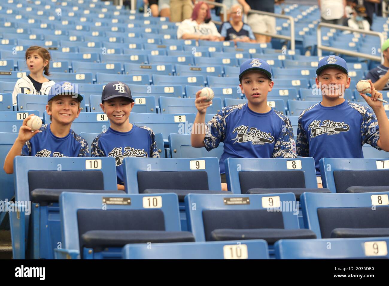 St. Petersburg, FL. USA Young Tampa Bay Rays fans proudly show off ...