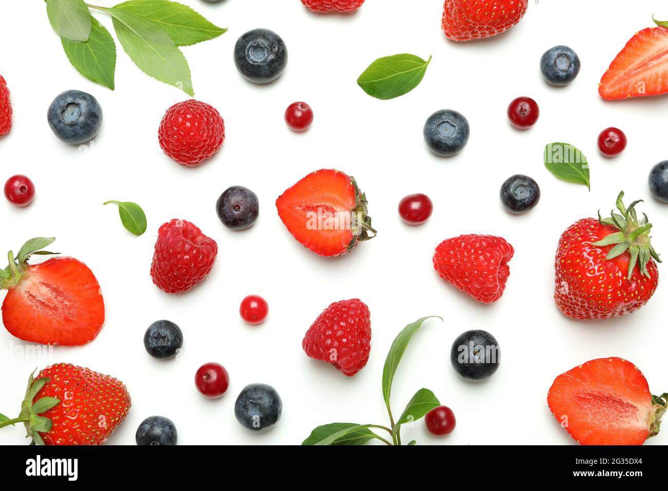 Delicious fresh berry mix on white background Stock Photo - Alamy