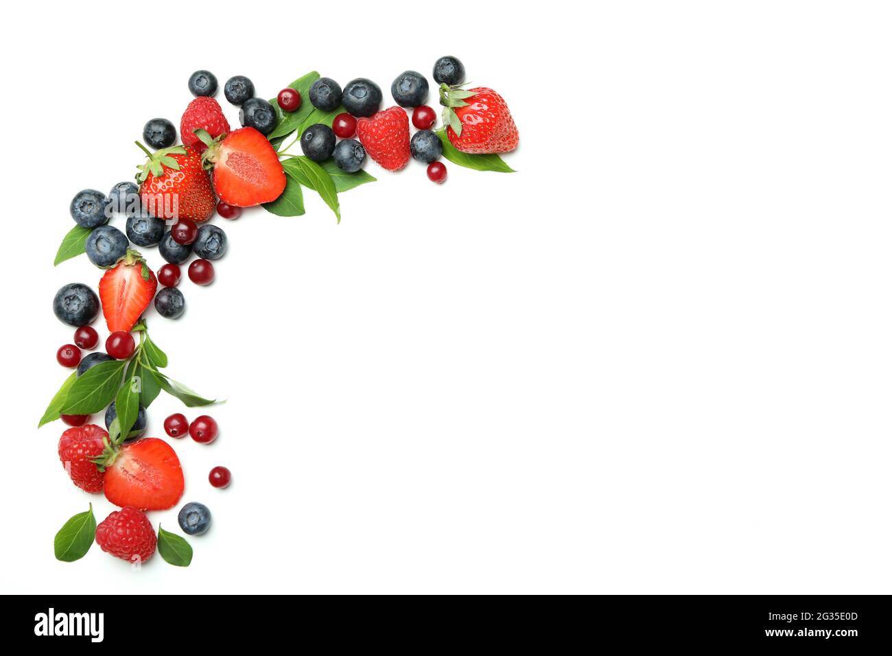 Delicious fresh berry mix on white background Stock Photo - Alamy