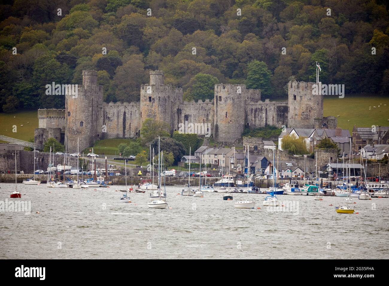 Conwy Castle fortification in Conwy, North Wales. seen from Deganwy ...