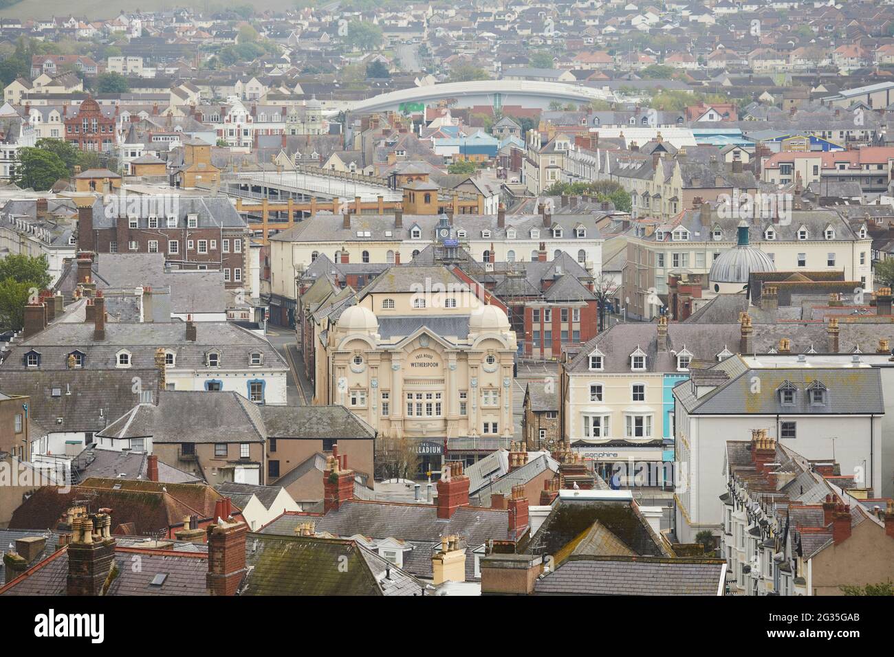 Coastal seaside resort town Llandudno North Wales view from the Great ...