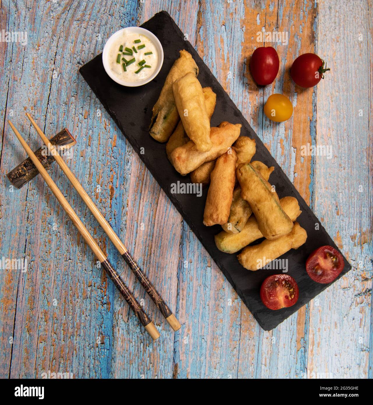 Crispy Vegetable Tempura Recipe, Vegetable Fritters Stock Photo - Alamy