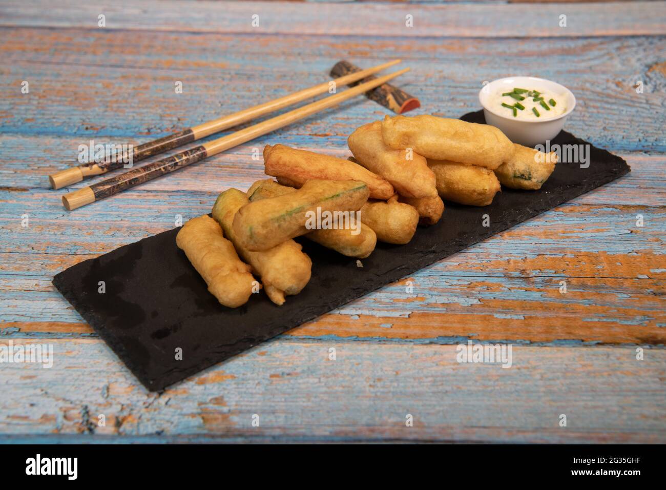 Crispy Vegetable Tempura Recipe, Vegetable Fritters Stock Photo - Alamy