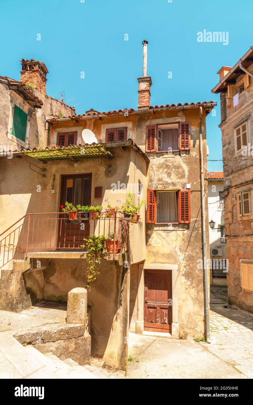 Beautiful old vintage buildings in Lovran, Croatia Stock Photo - Alamy