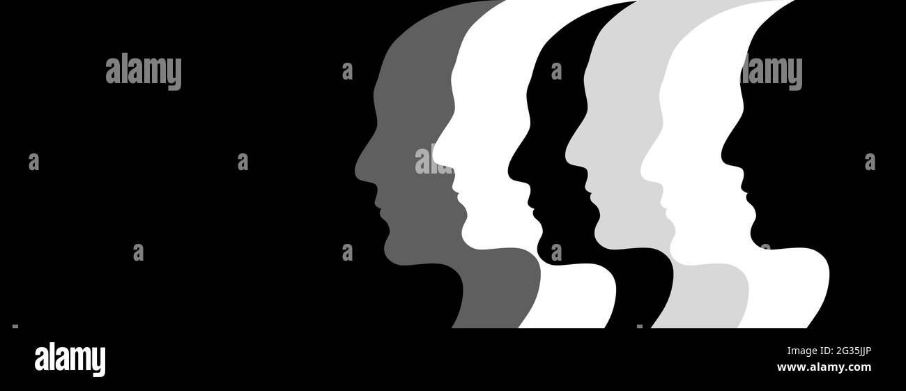 Together we are stronger. Horizontal banner with abstract humans ...