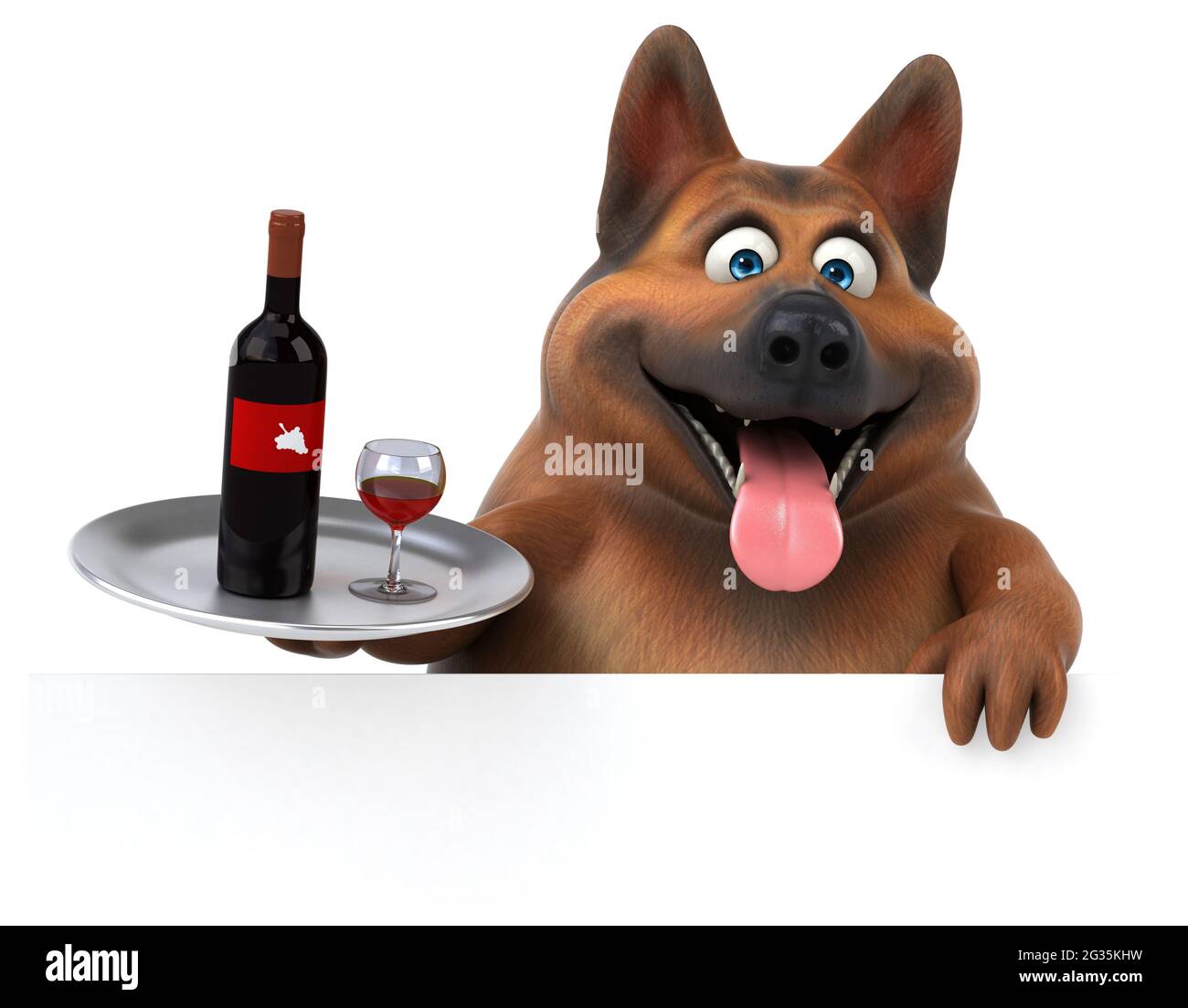 Fun german shepherd dog - 3D Illustration Stock Photo - Alamy
