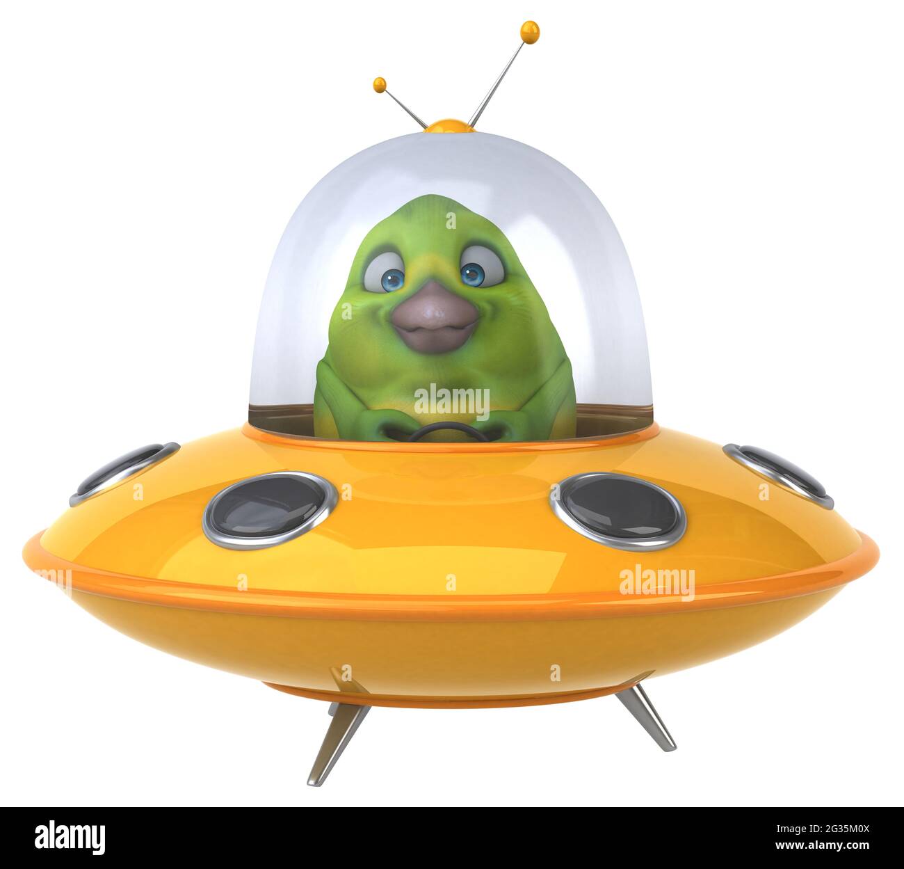 Fun green bird - 3D Illustration Stock Photo - Alamy